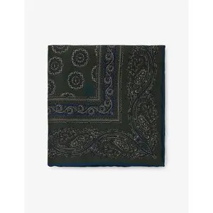 Dunhill Floral Medallion Silk Pocket Square - Dark Green