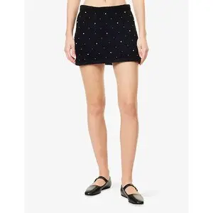 FRAME Embellished Wool-blend Mini Skirt