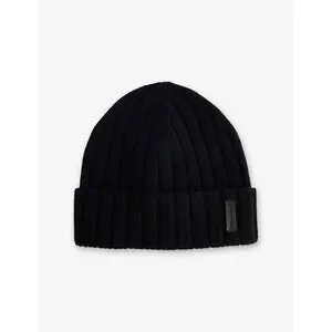 Emporio Armani Ribbed Wool And Cashmere Beanie - Black Beauty