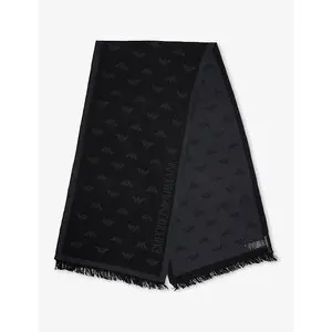 Emporio Armani Monogram Wool Scarf - Antracite