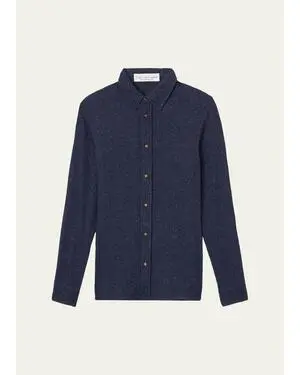 GOD'S TRUE CASHMERE Cashmere Two-pocket Tigers Eye Button-down Shirt - Blue
