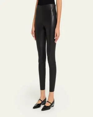 Alice + Olivia Lennox Mid-rise Leather Leggings - Black