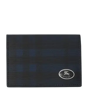 Burberry Check Bifold Card Holder - Navy
