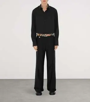 Burberry Leather Check Reversible B-buckle Belt