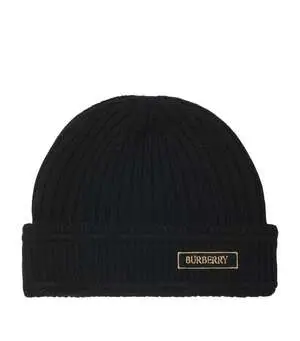 Burberry Wool Logo Beanie - Black