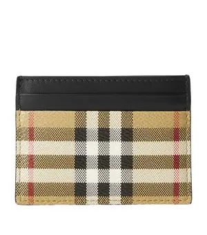 Burberry Calf Leather Check Card Holder - Beige