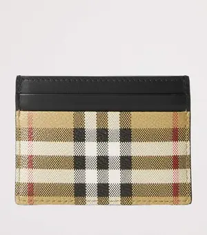 Burberry Calf Leather Check Card Holder