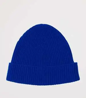 Burberry Cashmere Beanie With Equestrian Knight Design - Blue