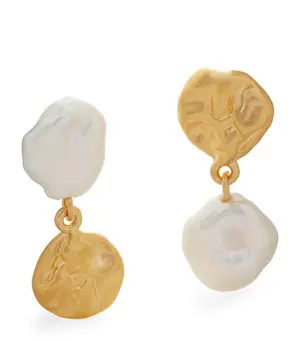 Monica Vinader Small Vermeil And Keshi Pearl Drop Earrings - Gold
