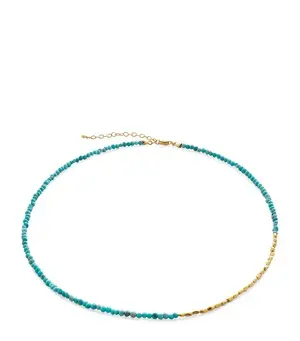 Monica Vinader Vermeil And Turquoise Beaded Necklace - Gold