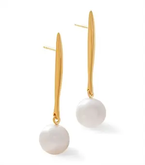 Monica Vinader Vermeil And Pearl Nura Drop Earrings - Gold