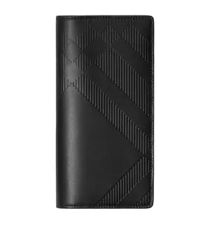 Burberry Leather Embossed Check Continental Wallet - Black