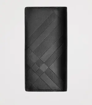 Burberry Leather Embossed Check Continental Wallet