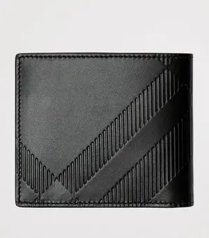 Burberry Leather Embossed Check Bifold Coin Wallet