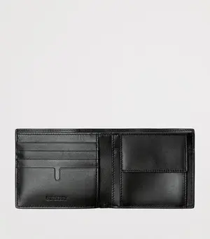 Burberry Leather Embossed Check Bifold Coin Wallet