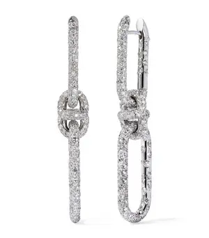 Annoushka White Gold And Diamond Knuckle Dust Double Hoop Earrings - Silver