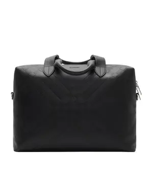 Burberry Leather Check-embossed Briefcase - Black
