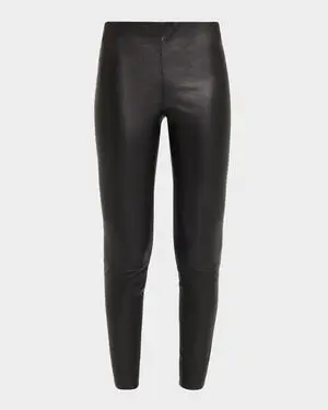 Alice + Olivia Lennox Mid-rise Leather Leggings - Black