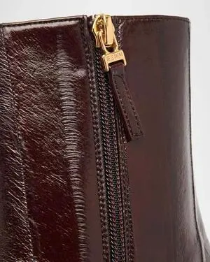 Fendi 95mm Eel Leather Curved Heel Booties - Brown