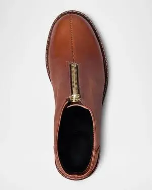 Bernardo Leather Front-zip Ankle Boots - Brown