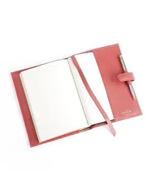 ROYCE NEW YORK Monogrammed Leather Executive Journal With Rollerball Pen Red