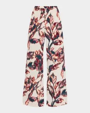 FIGUE Devon Floral-Print Wide-Leg Pants
