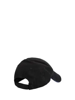 Balenciaga Baseball Cap With Distressed Detailing - Black