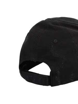 Balenciaga Baseball Cap With Distressed Detailing - Black