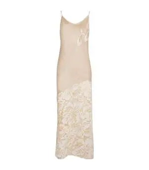 BOCAN Satin Embellished Elia Nightdress - Beige