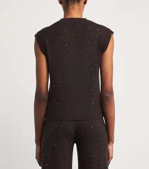 ALLUDE Wool-cashmere Embellished Sleeveless Sweater