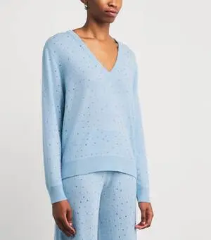 ALLUDE Wool-cashmere Crystal-embellished Sweater