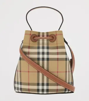 Burberry Mini Check Bucket Bag - Brown