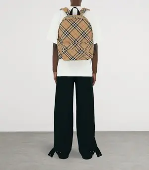 Burberry Check Pattern Backpack - Beige