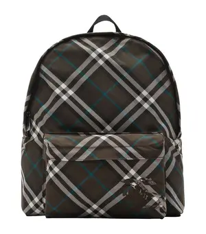 Burberry Check Pattern Backpack Black