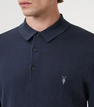 ALLSAINTS Merino Wool Long-sleeve Mode Polo Shirt