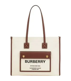 Burberry Medium Canvas Freya Tote - Beige