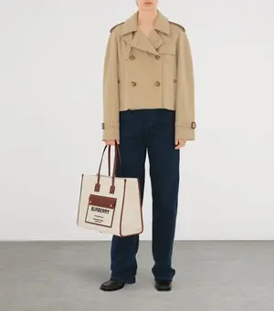 Burberry Medium Canvas Freya Tote - Beige
