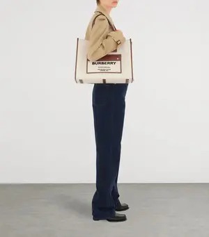 Burberry Medium Canvas Freya Tote - Beige