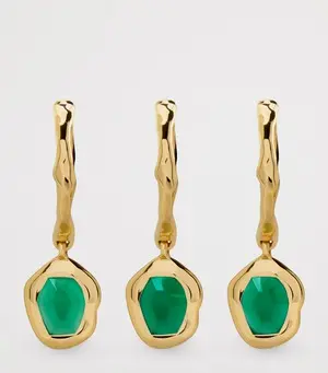 Monica Vinader Vermeil And Onyx Odyssey Huggie Earrings - Gold