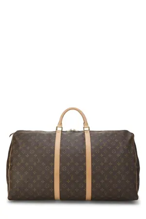 LOUIS VUITTON Monogram Keepall 60 Duffle Bag - Brown