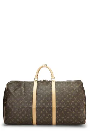 LOUIS VUITTON Monogram Keepall 60 Duffle Bag - Brown