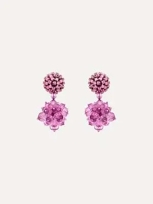 Oscar De La Renta Beaded Pompom Clip-on Earrings - Pink