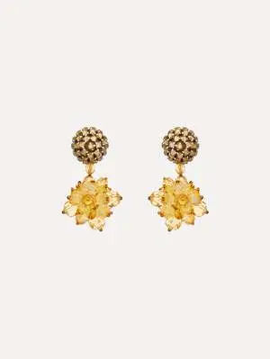 Oscar De La Renta Beaded Pompom Clip-on Earrings - Yellow