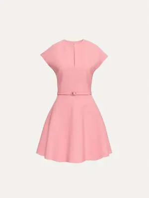 Oscar De La Renta Split Neck Wool Mini Dress