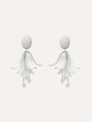 Oscar De La Renta Impatiens Clip-on Earrings - White