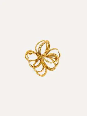 Oscar De La Renta Large Threaded Flower Brooch - Gold