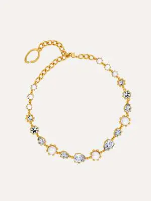 Oscar De La Renta Faceted Crystal Necklace - Gold