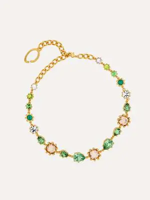 Oscar De La Renta Faceted Crystal Necklace - Green