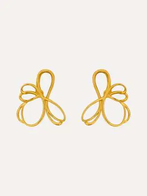 Oscar De La Renta Threaded Flower Clip-on Earrings - Gold