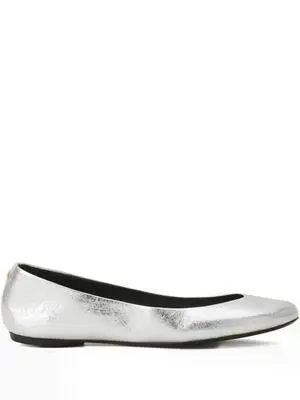 LANVIN Metallic Leather Ballet Flats - White